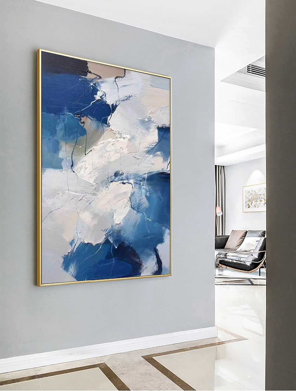 Blue Abstract Canvas Light Blue Painting White Painting Pale - Etsy