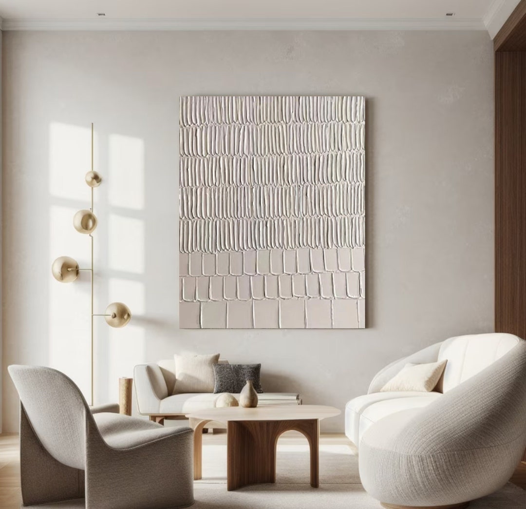 Beige 3D Textured Wall Art Minimalist Painting Abstract Painting Home ...