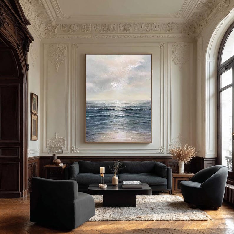 Large Abstract Seascape Painting: Coastal Ocean Canvas Art - Etsy