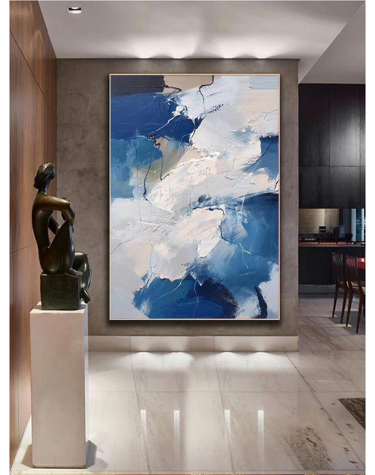 Blue Abstract Canvas Light Blue Painting White Painting Pale - Etsy