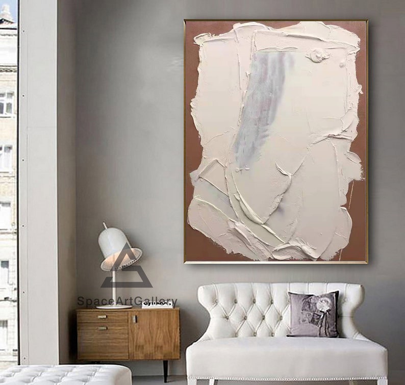 Large Abstract Beige Paintingbeige 3D Textured Paintings - Etsy