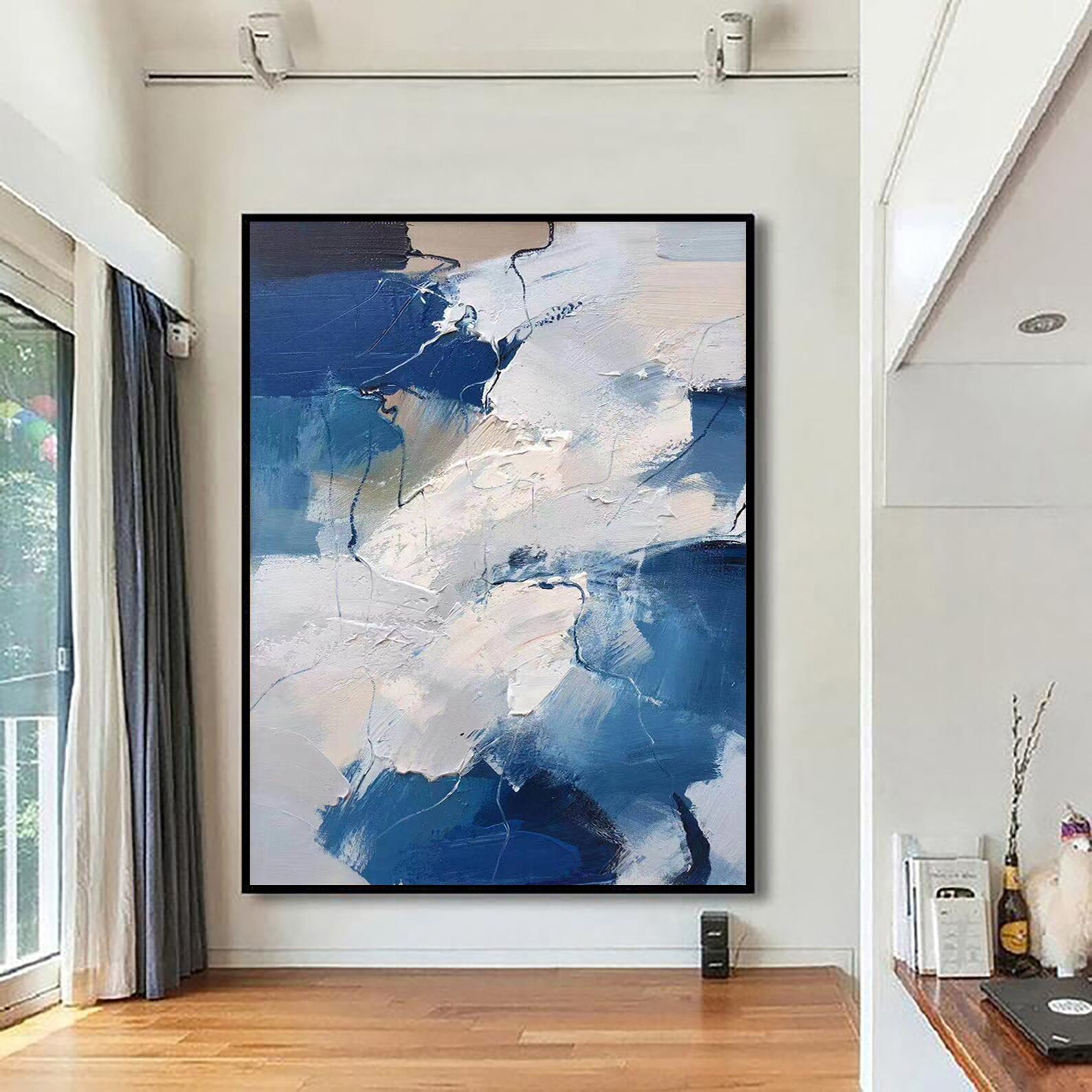 Blue Abstract Canvas Light Blue Painting White Painting Pale - Etsy