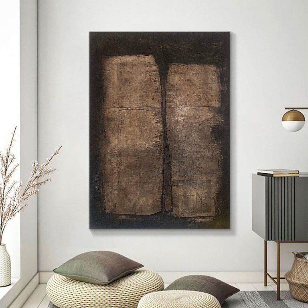 Brown Wabi-sabi Painting Dark Brown Abstract Painting Medieval Brown ...