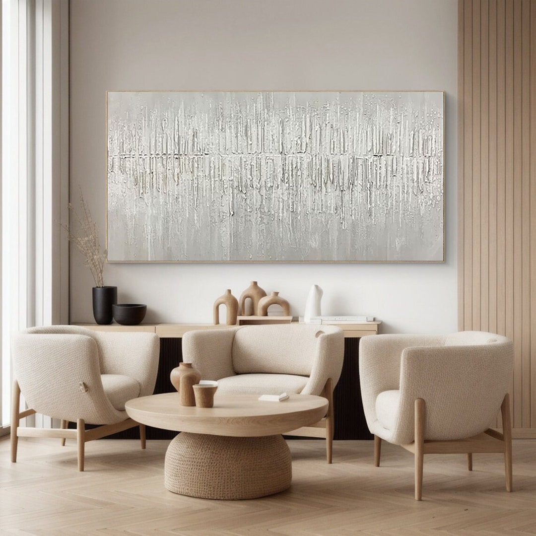 Large Abstract Nordic Grey Wall 3D Texture Oil Painting Handmade Modern ...