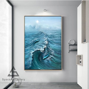Blue Ocean Abstract Painting Blue Ocean Wave Textured Wall Art - Etsy