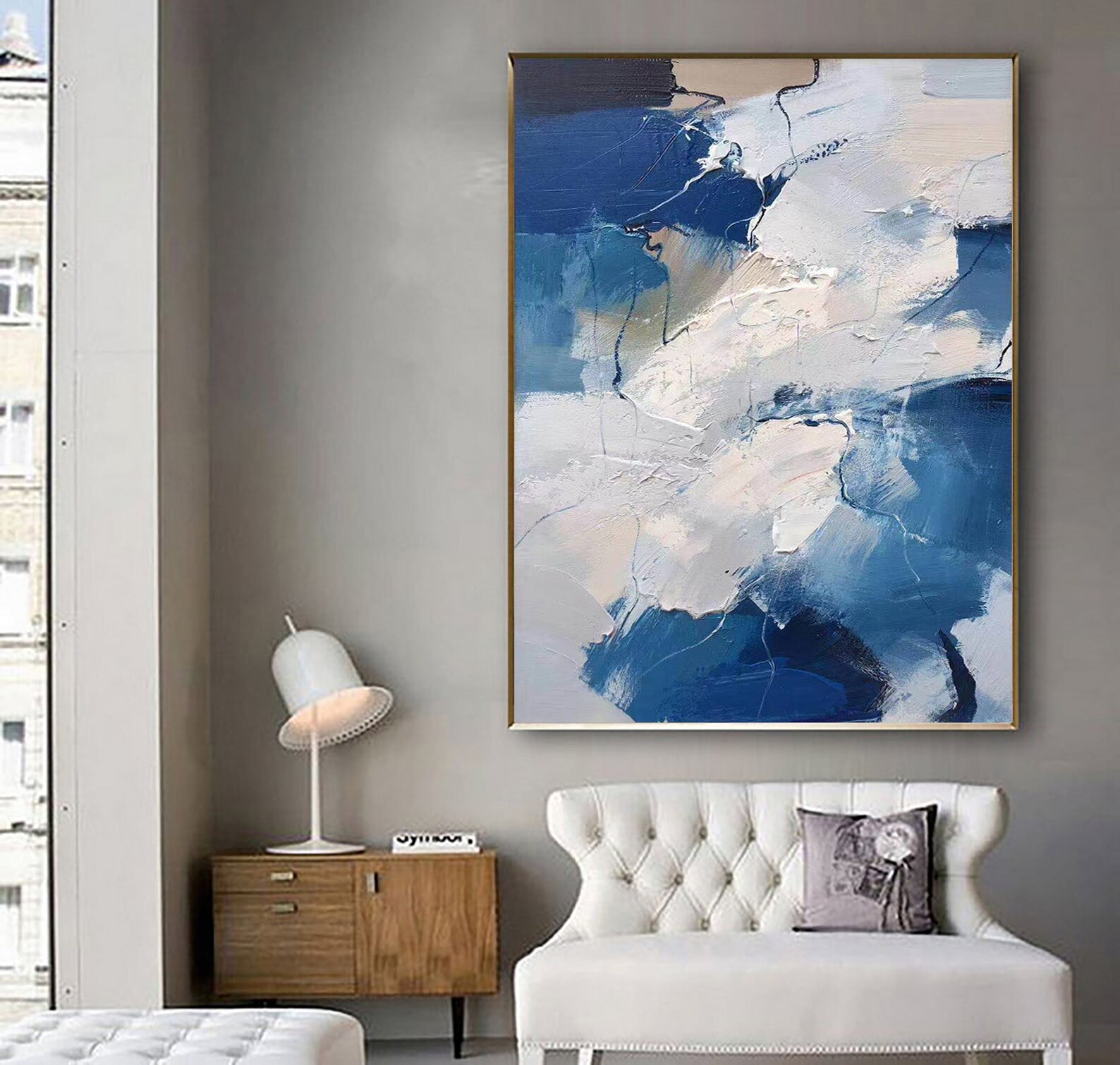 Blue Abstract Canvas Light Blue Painting White Painting Pale - Etsy