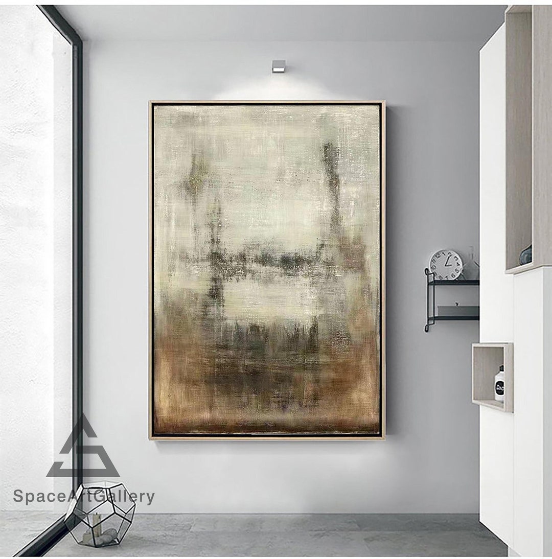 Brown Abstract Art Grey Wall Art Brown Textured Wall Art Beige Canvas ...