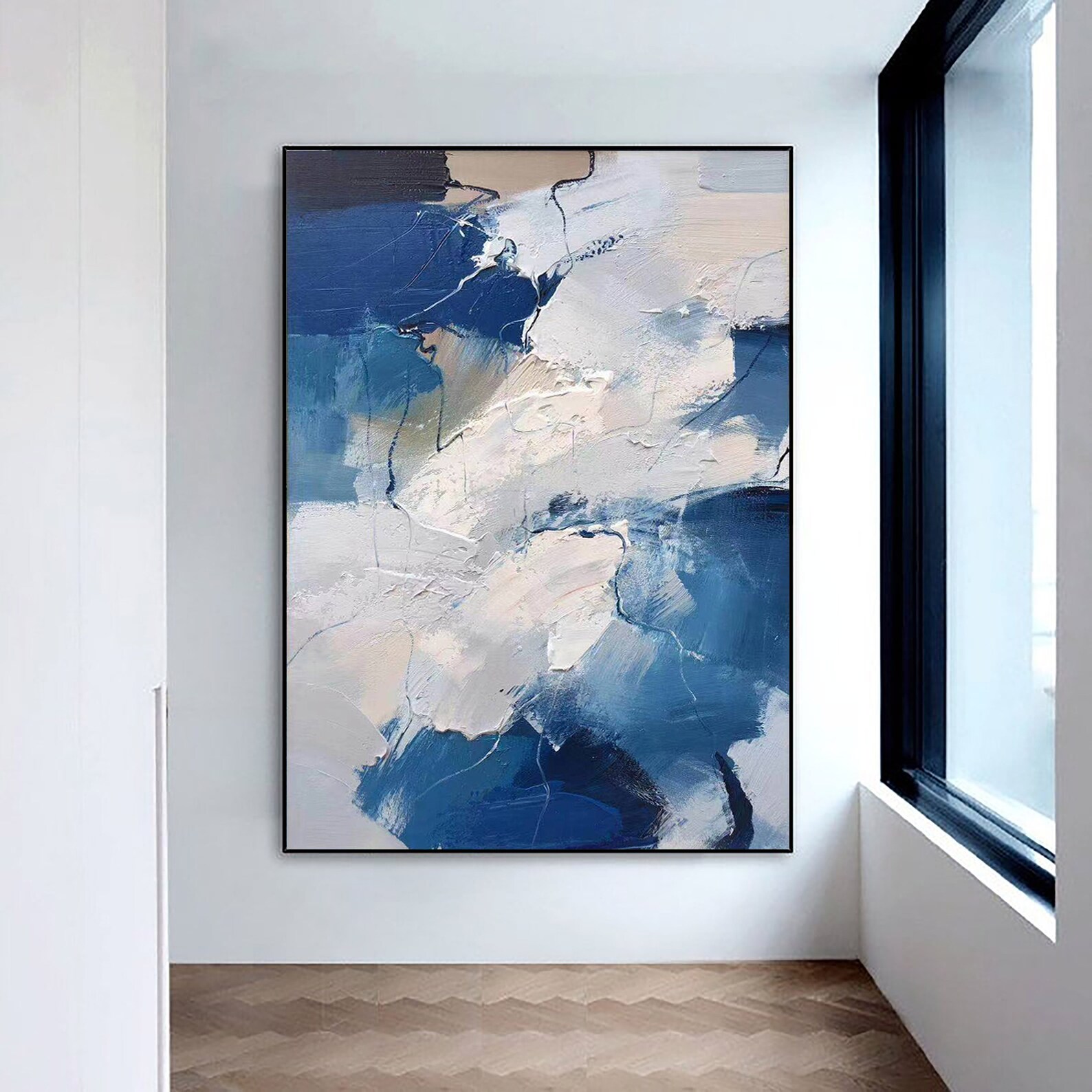 Blue Abstract Canvas Light Blue Painting White Painting Pale - Etsy