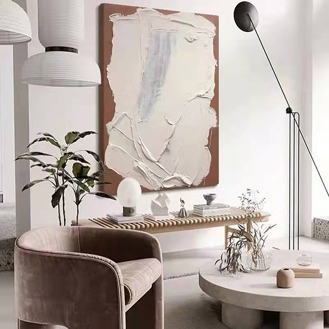 Large Abstract Beige Paintingbeige 3D Textured Paintings - Etsy