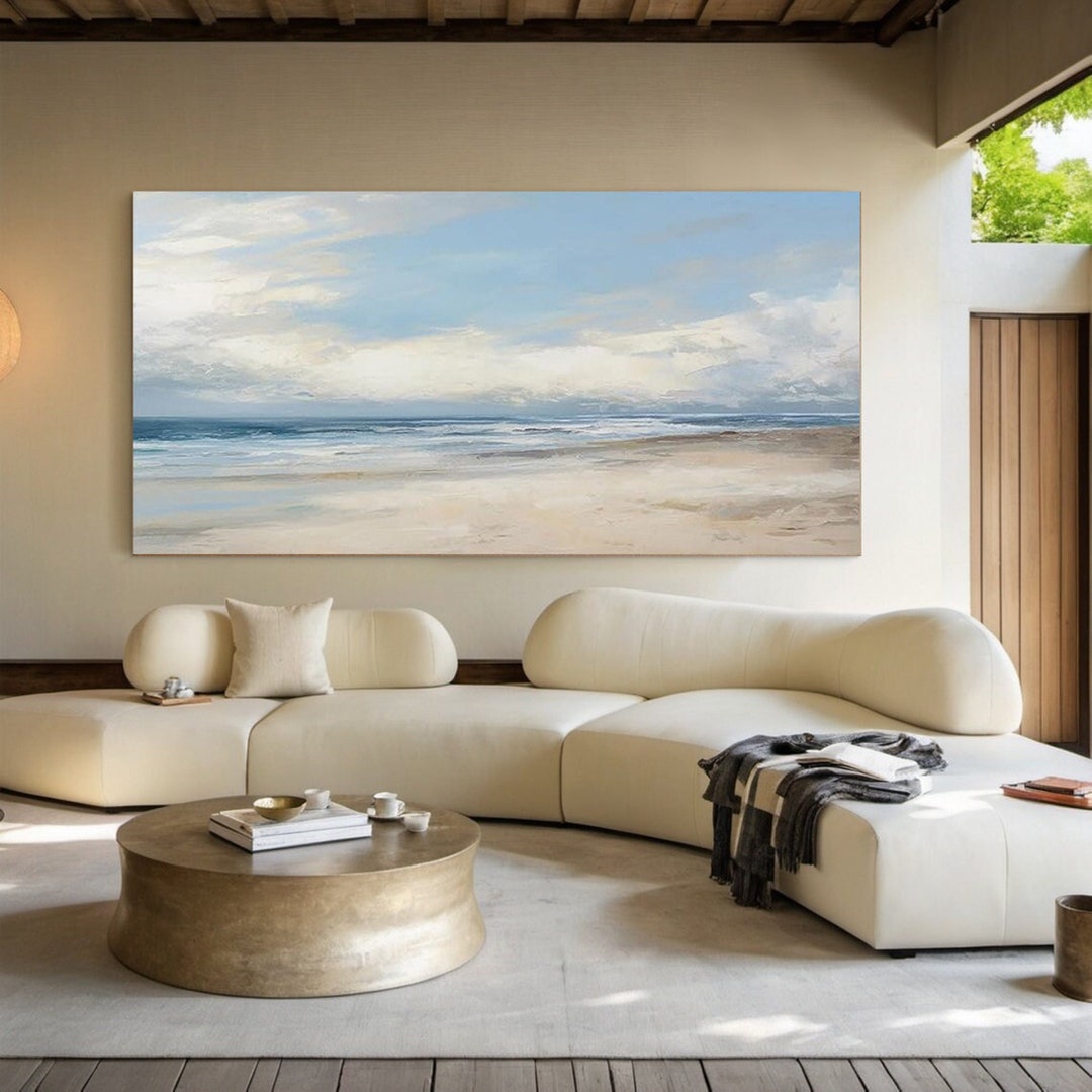 Custom Blue Sea Wall Art Beach Painting Original Ocean Wave Oil ...