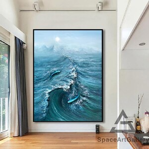 Blue Ocean Abstract Painting Blue Ocean Wave Textured Wall Art - Etsy