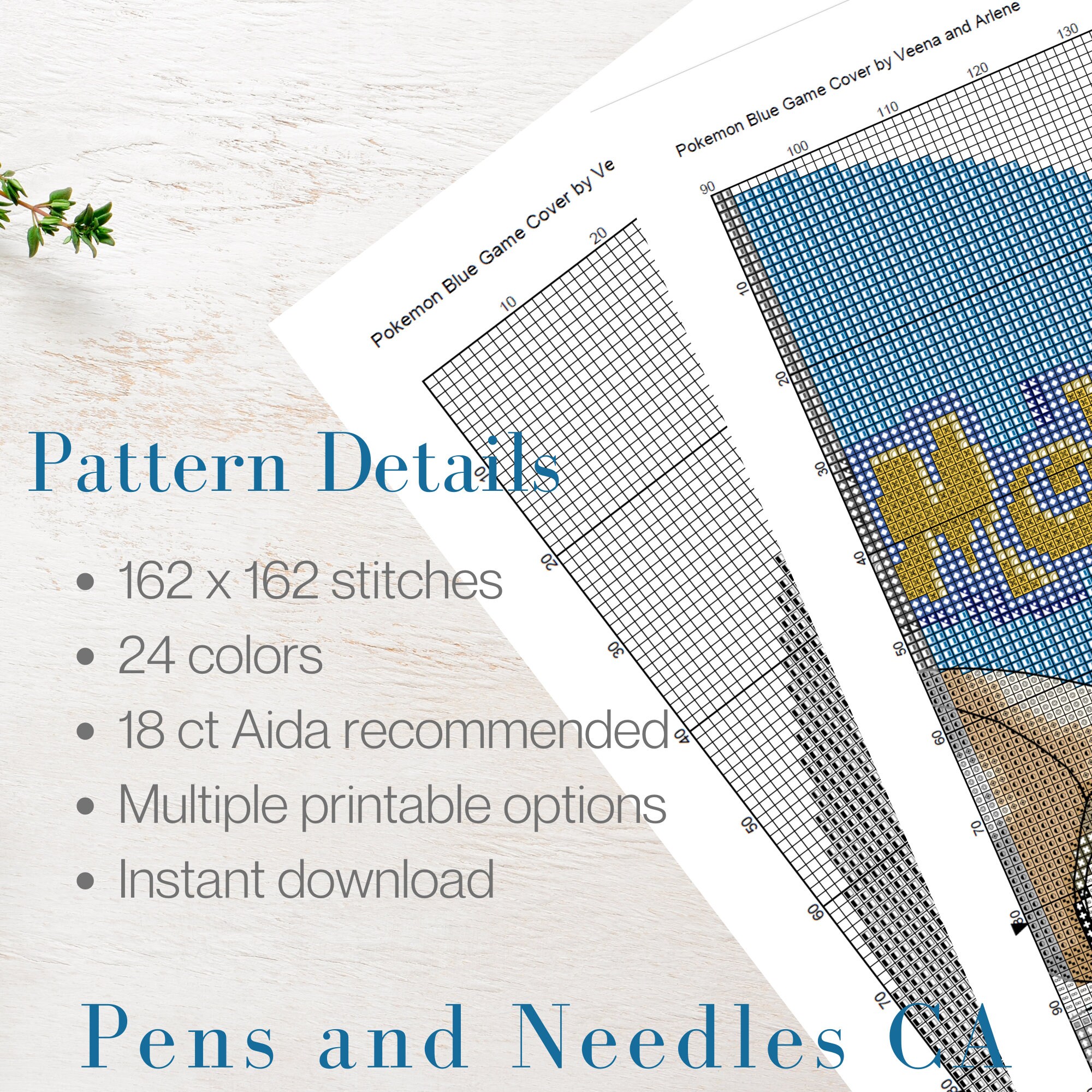 Pokemon Blue Game Cover Stitch Pattern, Instant Download PDF, Digital ...