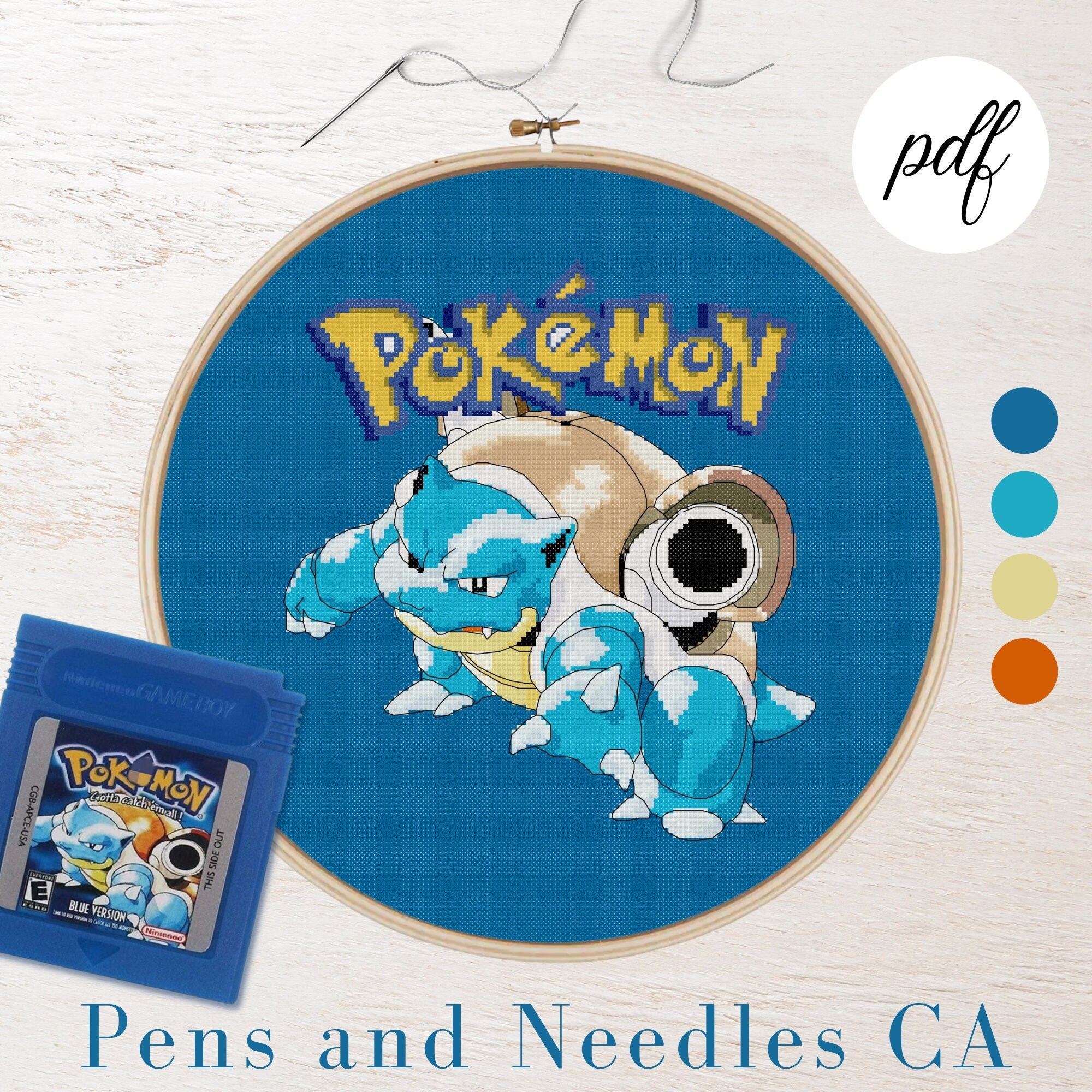 Pokemon Blue Game Cover Stitch Pattern, Instant Download PDF, Digital ...