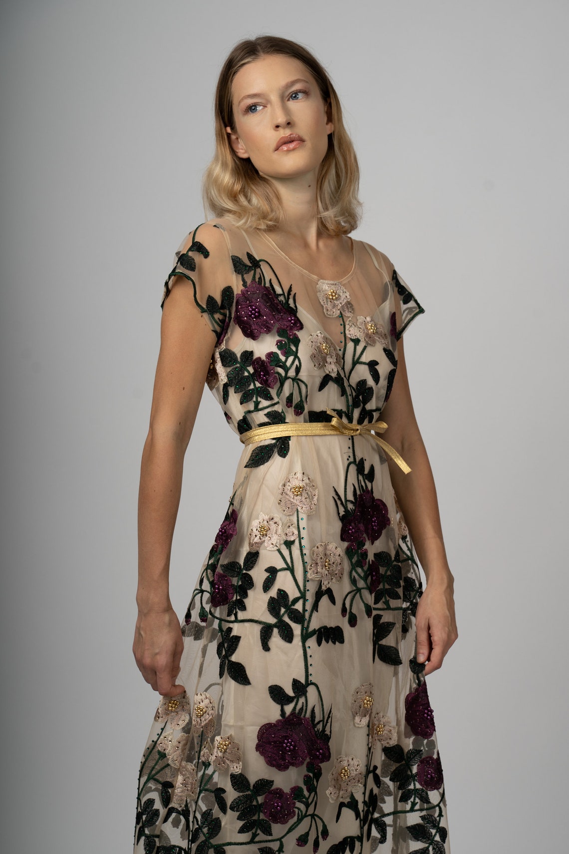 Embroidered Dress Occasion Dress Elegant Dress. - Etsy UK