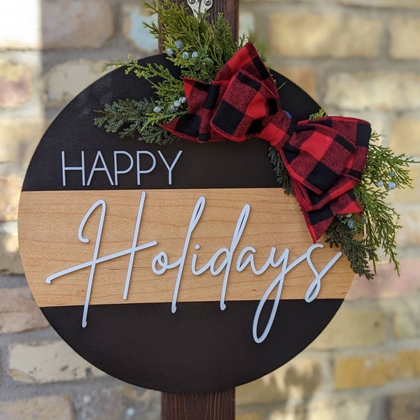 Round Holiday Sign - Etsy