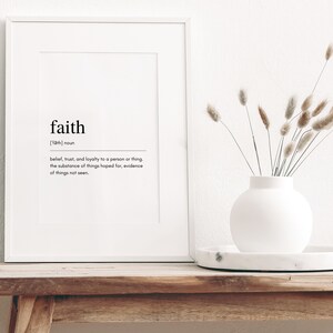 Faith Definition Printable Art, Hebrews 11:1 Bible Verse, Living Room ...