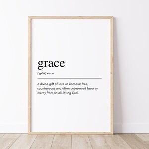 Grace Definition Printable Art, Grace Quote, Living Room Wall Art ...
