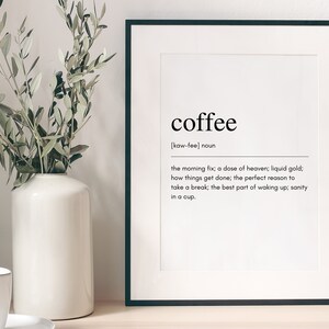 Coffee Definition Print, Coffee Printable Art, Coffee Bar Sign, Kitchen ...