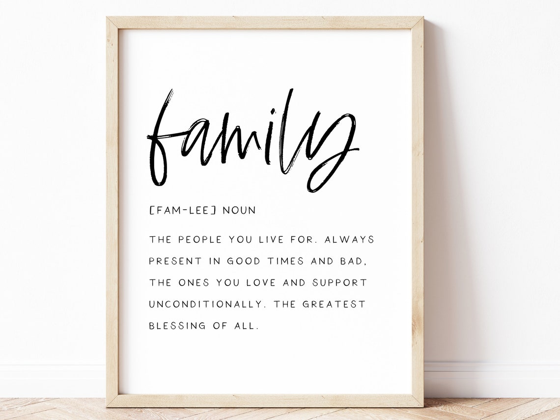 Family Definition Printable Art, Family Quote Print, Living Room Wall ...