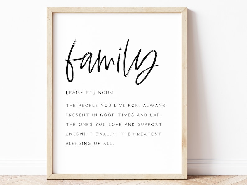 Family Definition Printable Art, Family Quote Print, Living Room Wall ...
