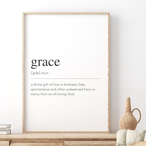 Grace Definition Printable Art, Grace Quote, Living Room Wall Art ...