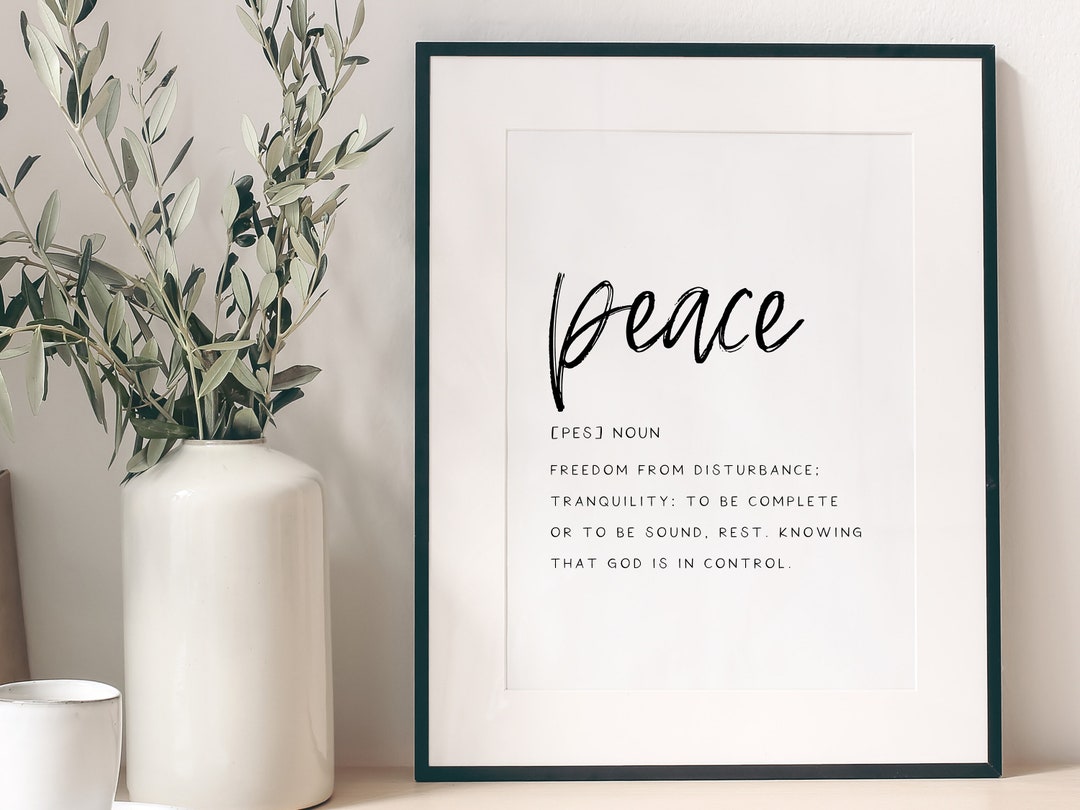 Peace Definition Printable Art, Peace Quote, Living Room Wall Art ...