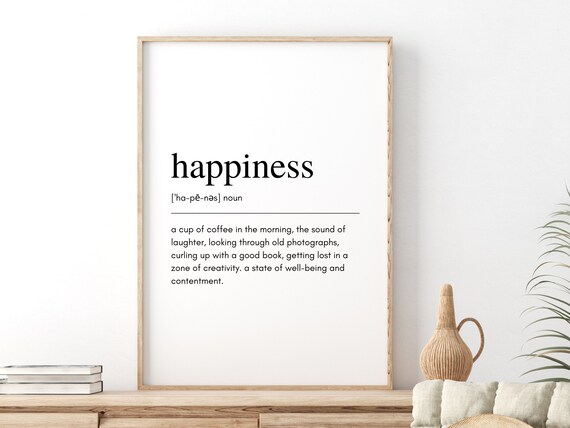 Happiness Definition Print Inspirational Definitions - Etsy