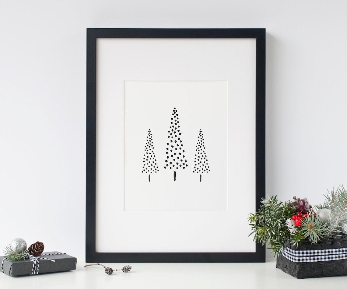 Watercolor Christmas Printable Wall Art Minimalist Christmas | Etsy