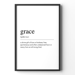 Grace Definition Printable Art, Grace Quote, Living Room Wall Art ...