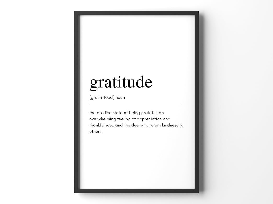 Gratitude Definition Print Gratitude Sign Thanksgiving Wall - Etsy