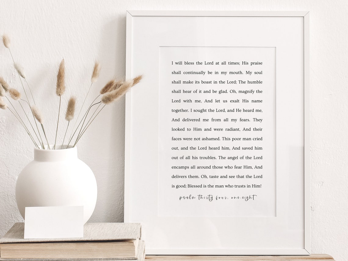 Psalm 34:1-8 Printable Wall Art Bible Verse Posters | Etsy