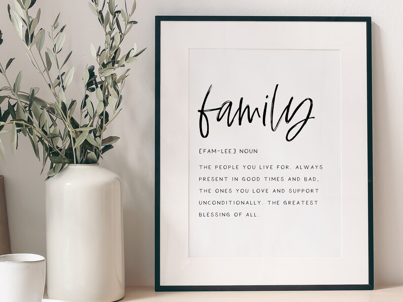 Family Definition Printable Art, Family Quote Print, Living Room Wall ...