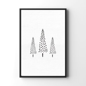 Watercolor Christmas Printable Wall Art, Minimalist Christmas Tree ...