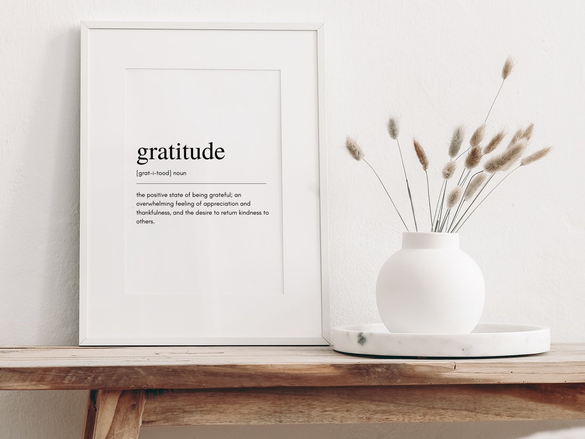 Gratitude Definition Print Gratitude Sign Thanksgiving Wall - Etsy