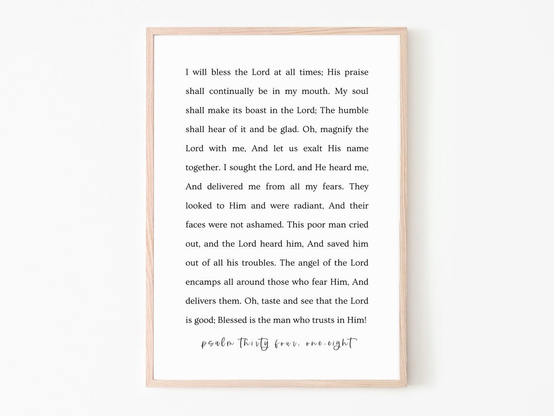 Psalm 34:1-8 Printable Wall Art Bible Verse Posters - Etsy