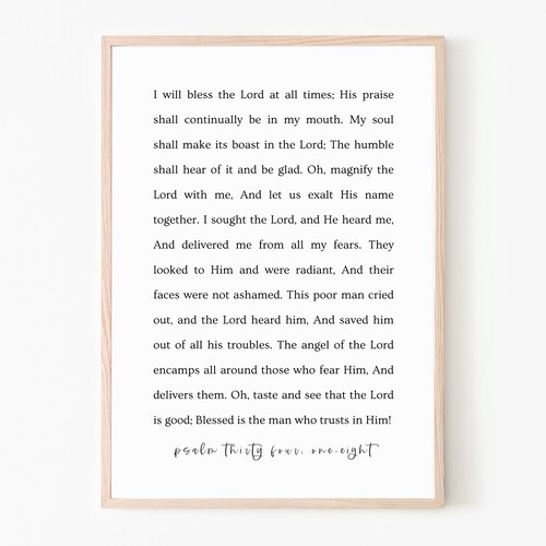 Psalm 34:1-8 Printable Wall Art Bible Verse Posters - Etsy