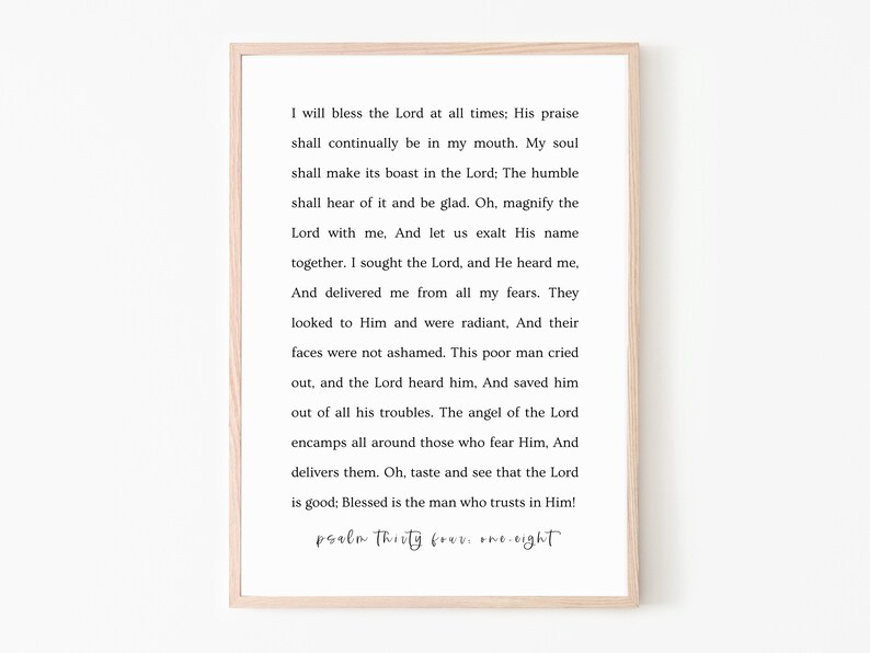 Psalm 34:1-8 Printable Wall Art Bible Verse Posters - Etsy