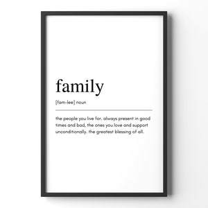 Family Definition Printable Art, Family Quote Print, Living Room Wall ...