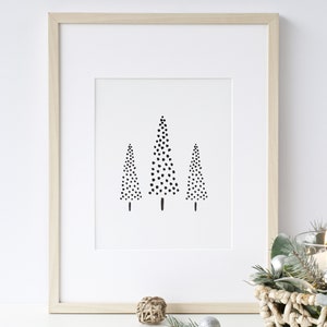 Watercolor Christmas Printable Wall Art, Minimalist Christmas Tree ...