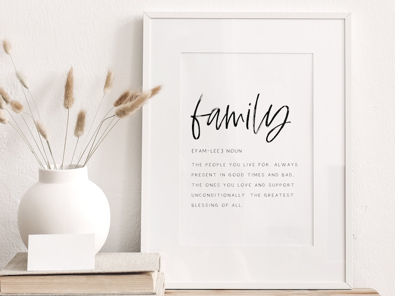 Family Definition Printable Art, Family Quote Print, Living Room Wall ...
