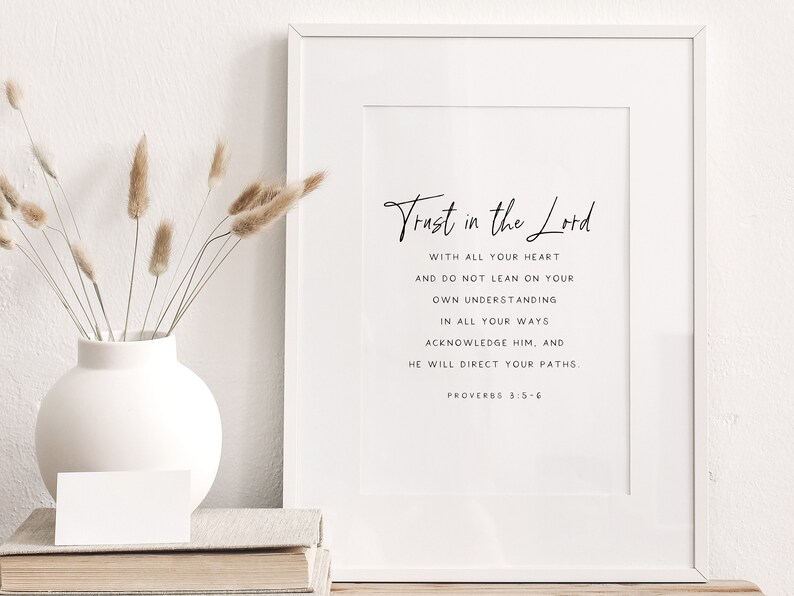 Proverbs 3:5-6 Printable Wall Art Trust in the Lord Bible | Etsy