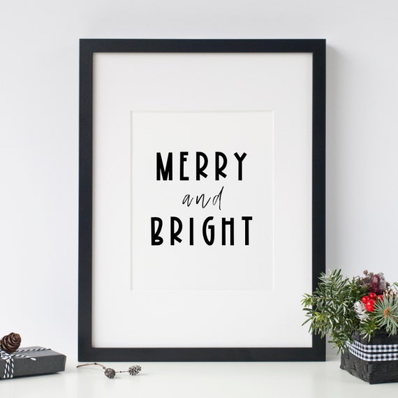 Merry and Bright Printable Wall Art Christmas Print | Etsy