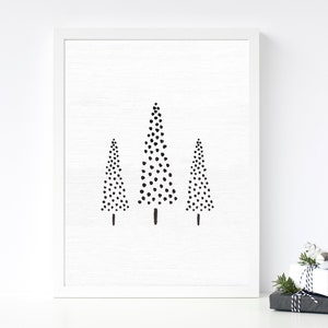 Watercolor Christmas Printable Wall Art, Minimalist Christmas Tree ...