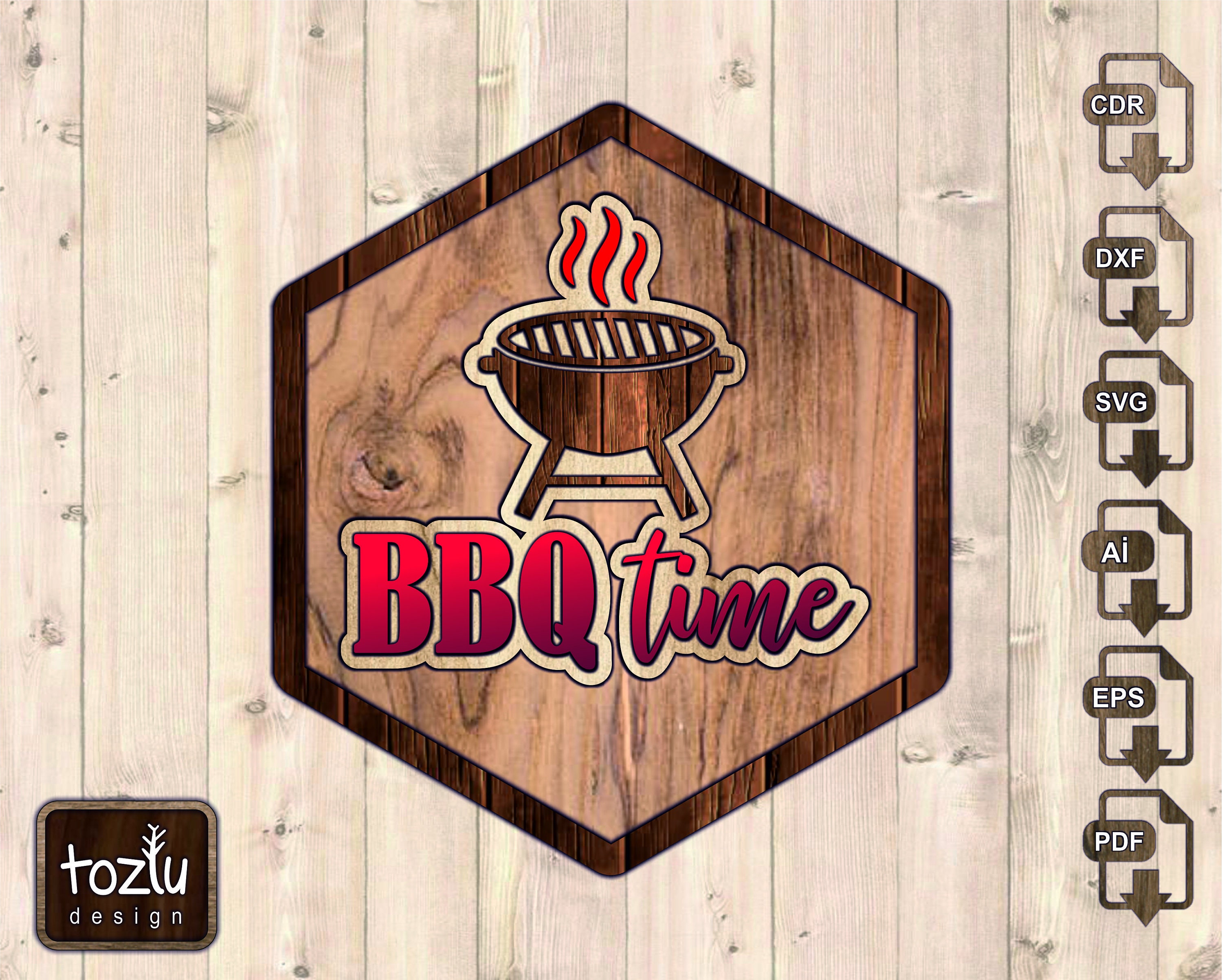 Bbq Time Laser Cut Grill Glowforge Barbeque Svg Dxf Cdr Ai Pdf Vector ...