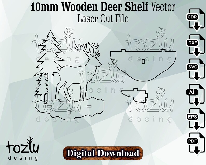 Wooden Deer Shelf Laser Cut Vector File Dxf Cdr Svg - Etsy