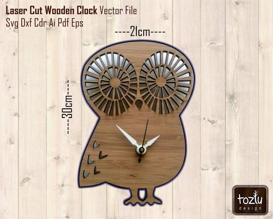 Laser Cut Wooden Owl Wall Clock, Glowforge Clock, Cricut Clock, Svg Dxf ...