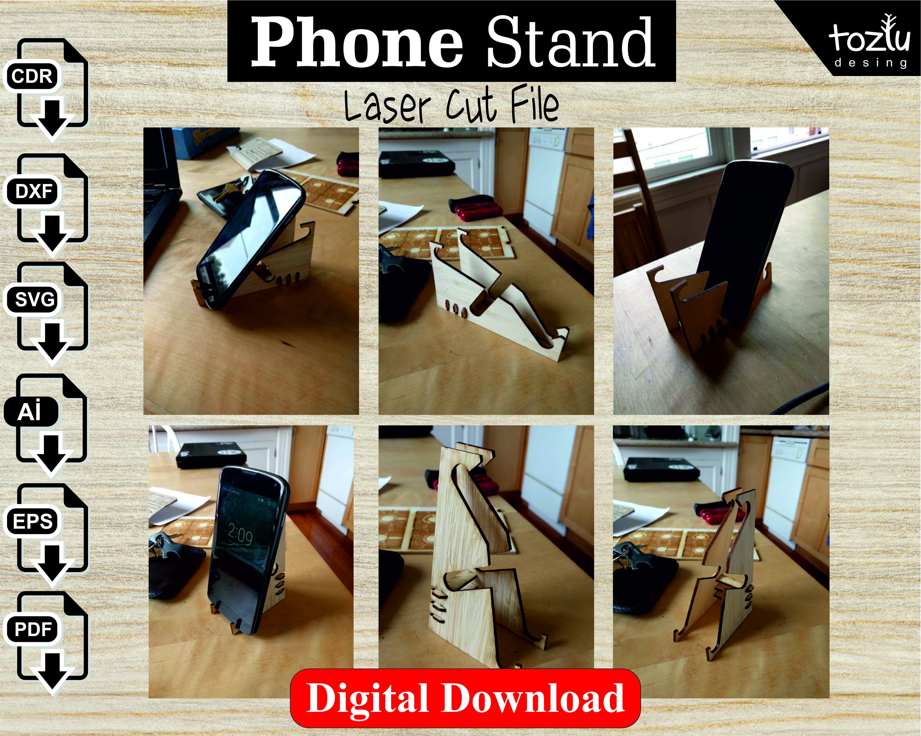 Phone Stand Vector Laser Cut File - Etsy