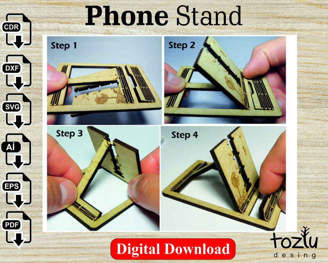 Phone Stand Vector Laser Cut File - Etsy