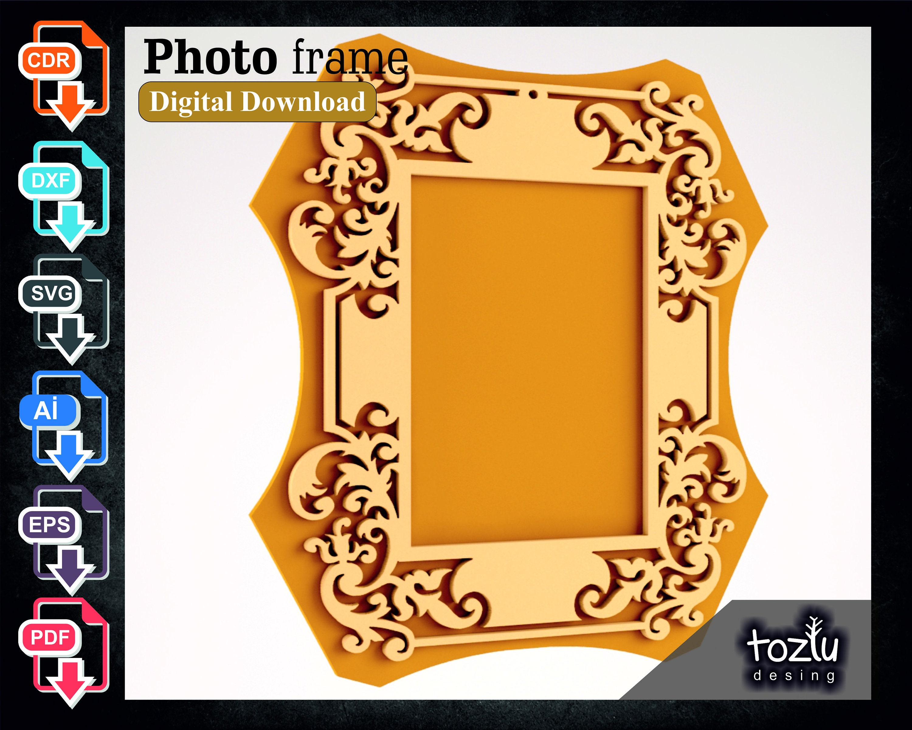 Wooden Photo Frame Vector File - Etsy