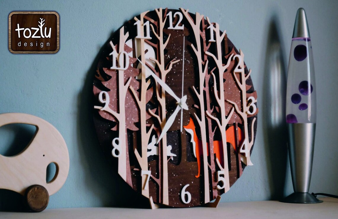 Laser Cut Wooden Wall Clock, Glowforge Clock, Cricut Clock, Svg Dxf Pdf ...